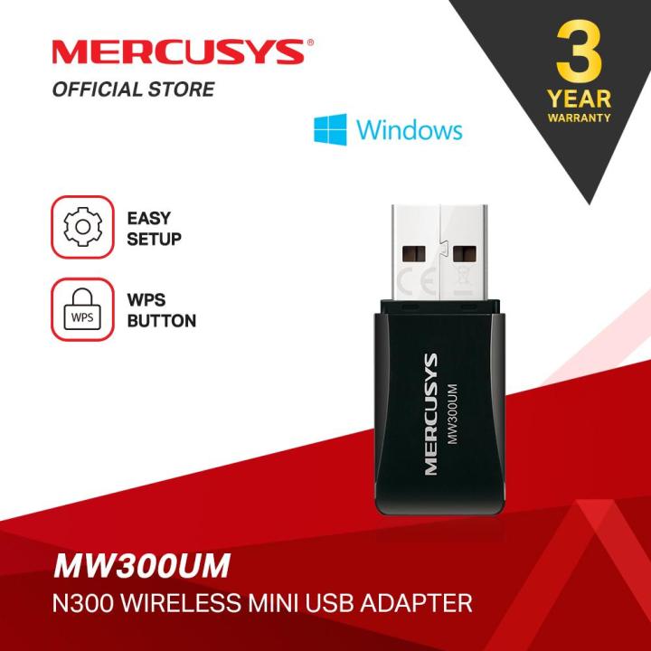 Mercusys MW300UM (N300 Wireless Mini USB Adapter) ตัวรับ Wi-Fi | Lazada ...