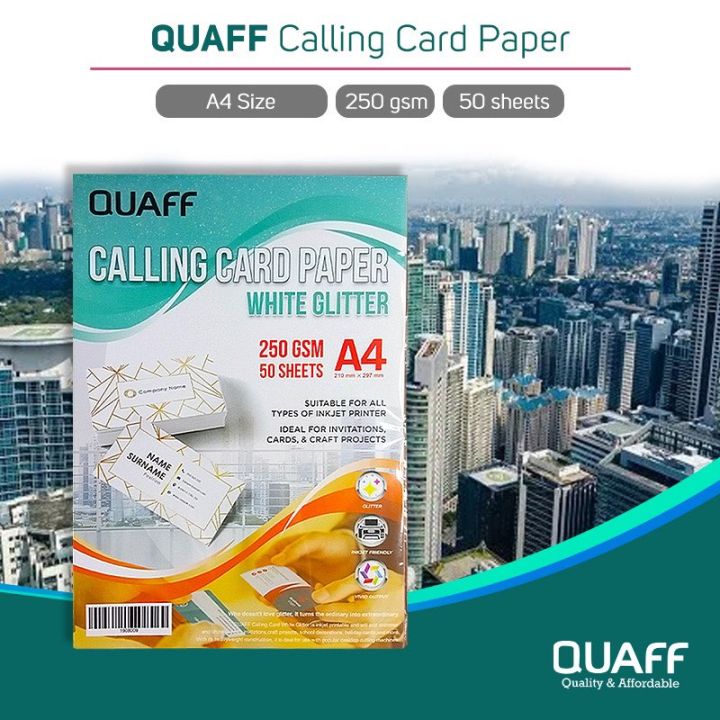 Quaff 250gsm CallingCard Paper Glitter White A4 size (50sheets pck ...