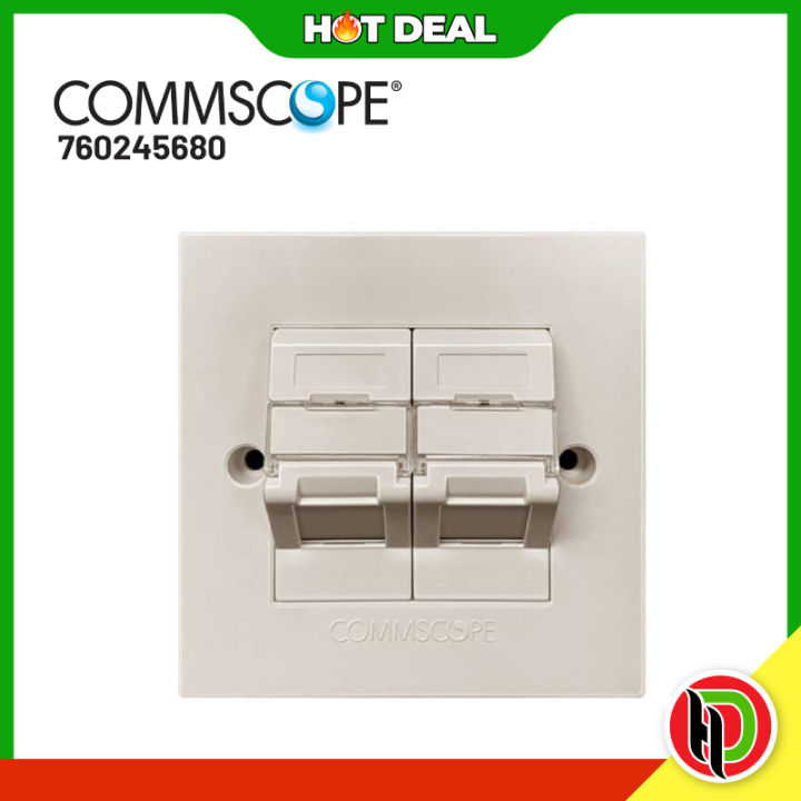 Hotdeal Original Commscope 2-ports BS angled shuttered faceplate, white ...
