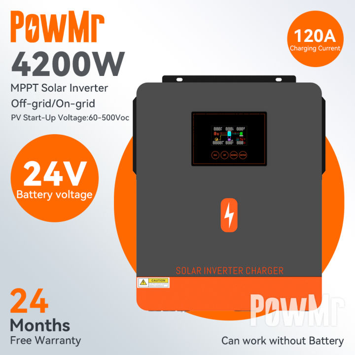 PowMr 4.2kw On-grid/Off-grid Hybrid Inverter 24Vdc 230Vac PV Panel ...