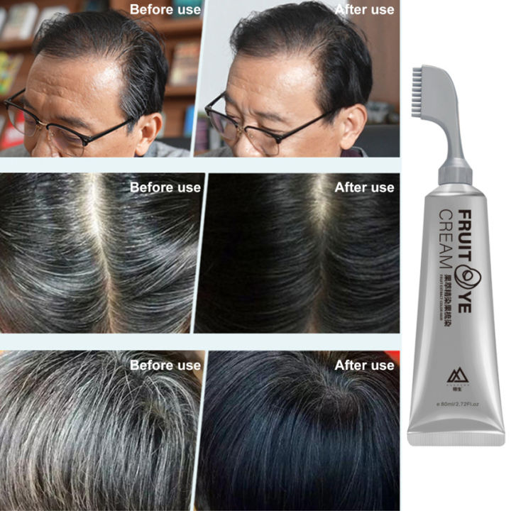 Odorless Black Hair Dye Cream 80ml Wash No Fading for Men and Women ...