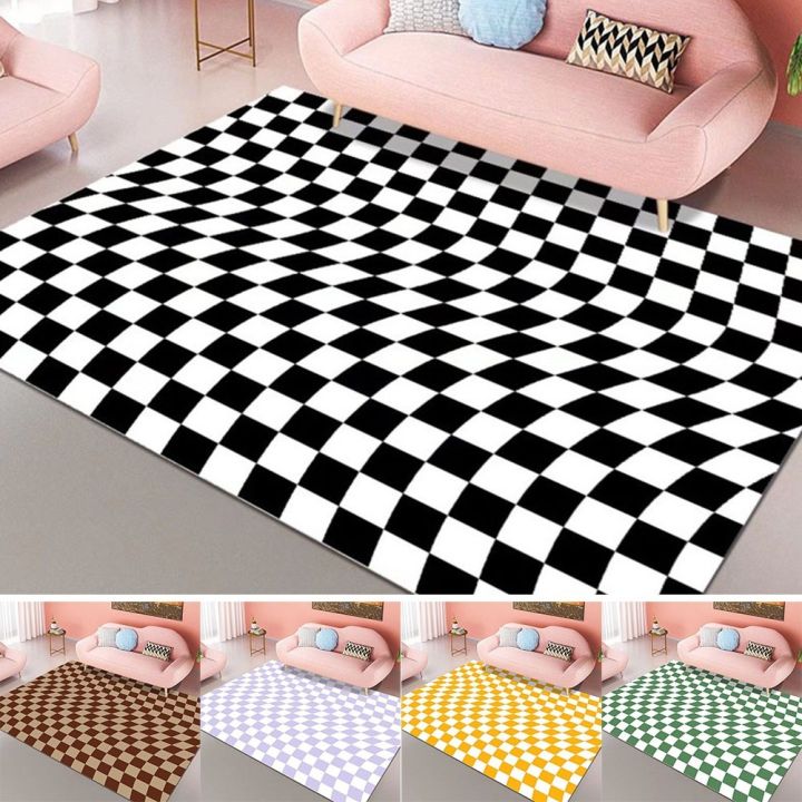 40x60cm Checkerboard Carpet Creative Plaid Floor Mat Living Room Rugs ...