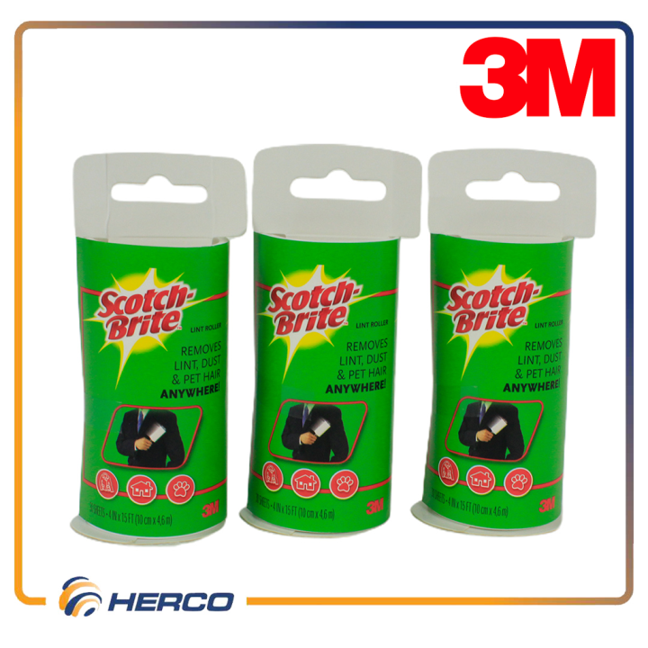 3M Scotch Brite Lint Roller Refill Black 3 Rolls (30 Sheets) | Lazada PH