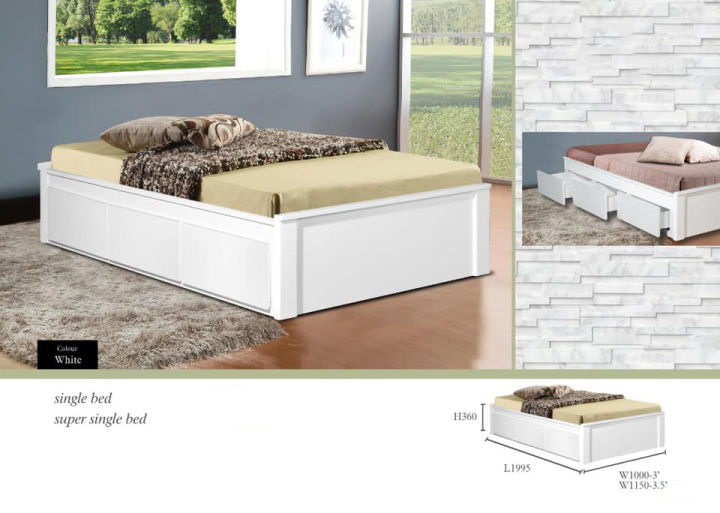 Eco 1305 Island Single Wooden Bed Frame With 3 Drawer / Katil Single ...