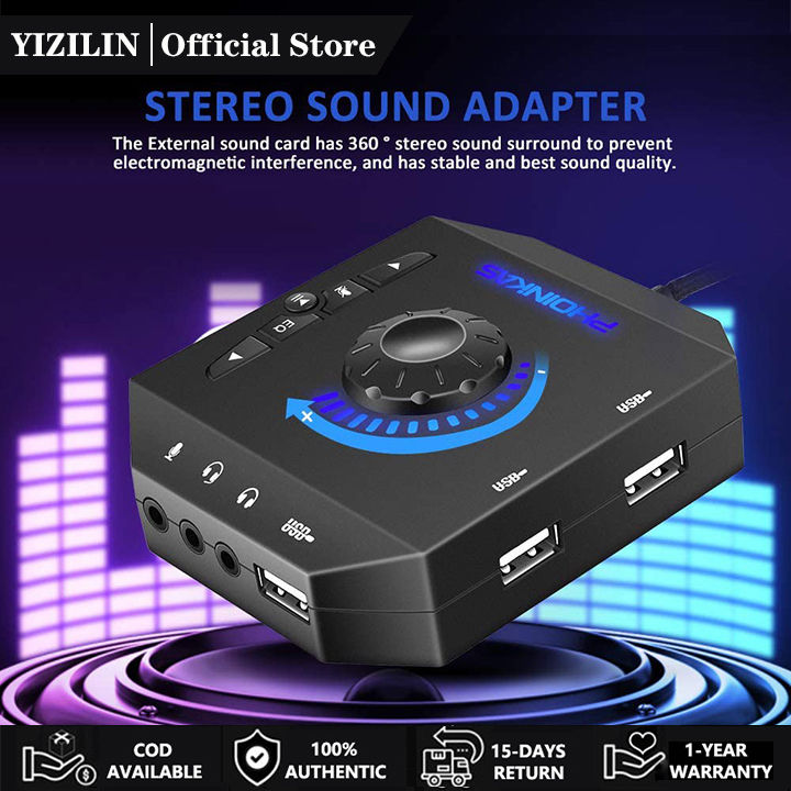Yizilin External Sound Card, USB Audio Adapter with 3.5mm Headphone and ...