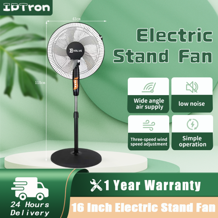 IPTron Electric Fan Stand Fan 16 Inch Standard 5 Blade Remote Control ...