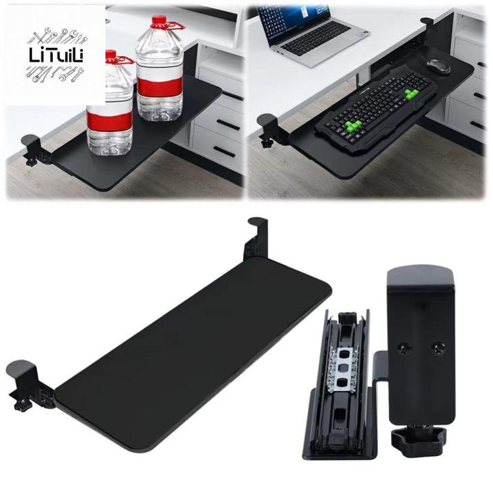 LITUILI Extra Sturdy Under Desk Keyboard Tray Pull Out C Clamp Mount ...