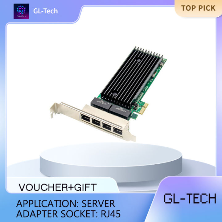 【GL-Tech 】4 Port PCI-E RJ45 Server 1X PCIe X1 Intel 82576 Chip 10/100/1000Mbps Lan Quad Port ...