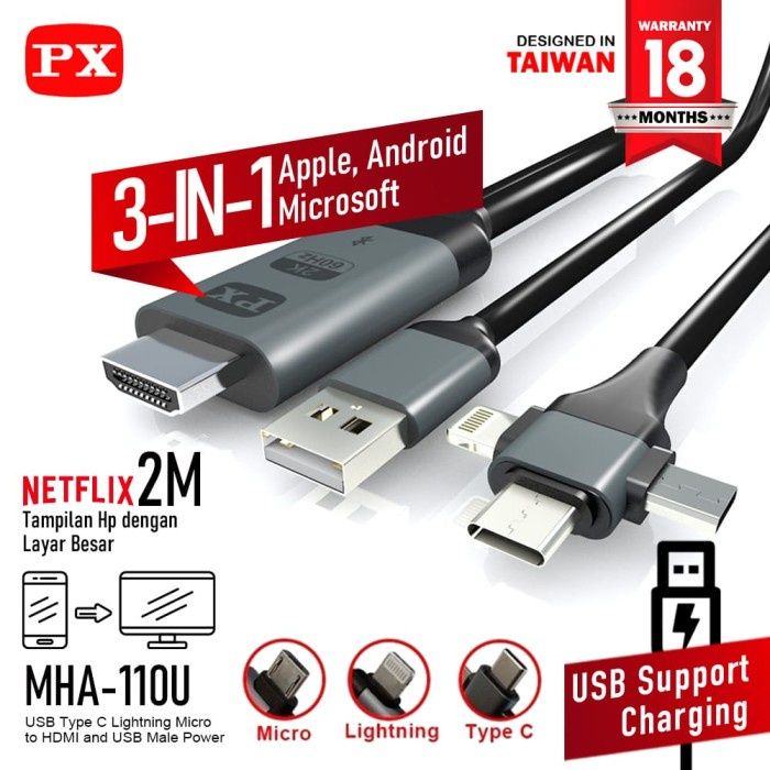 PX Kabel HDMI to USB Micro Type C Lightning TV Converter PX MHA 110U ...