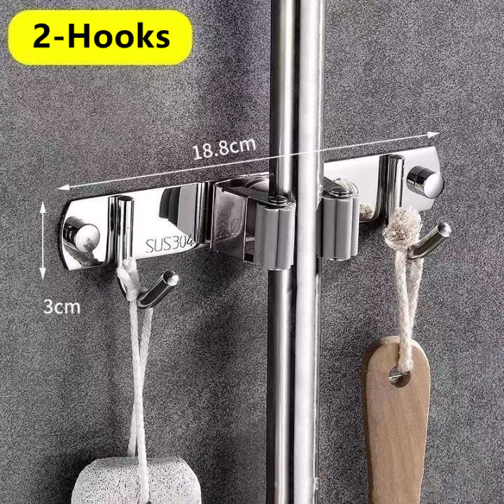 Hanger Heavy Duty Stainless Steel Space Saving Mop Rack Organizer ...