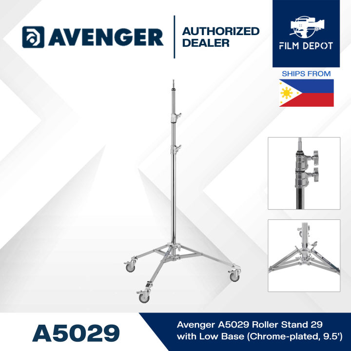 Avenger Roller Stand A5029 | Low Base Chrome-Plated 9.5' Light Stand ...