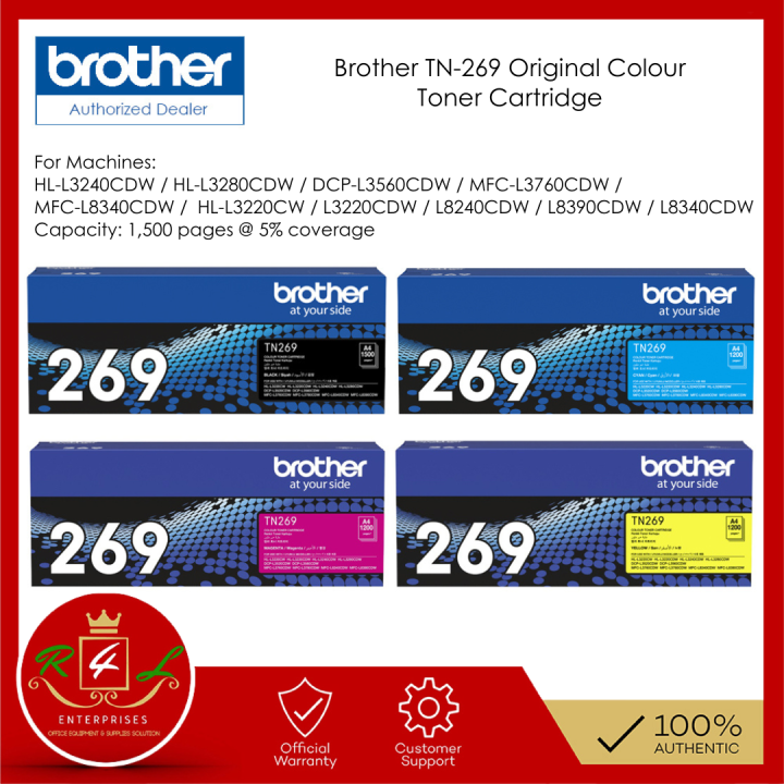 Brother TN-269 Cyan Magenta Yellow Black Original Colour Toner Cartridge | Lazada PH