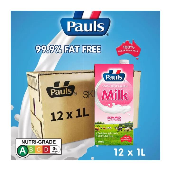 Pauls UHT Skimmed Milk 1L x 12 - Case | Lazada Singapore