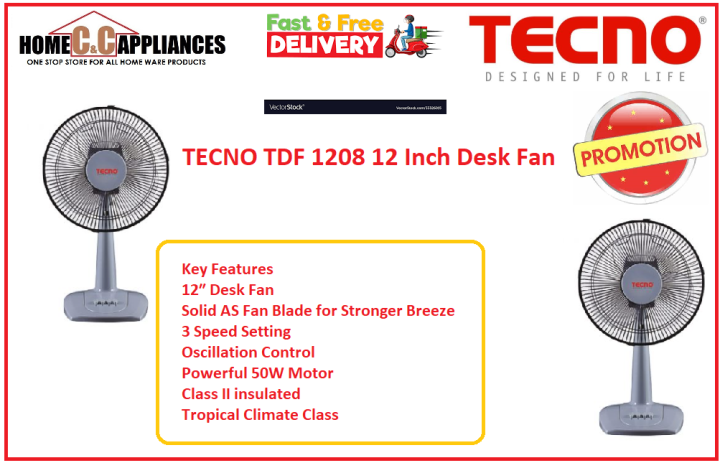 TECNO TDF 1208 TECNO 12 Inch Desk Fan / FREE EXPRESS DELIVBERY | Lazada ...
