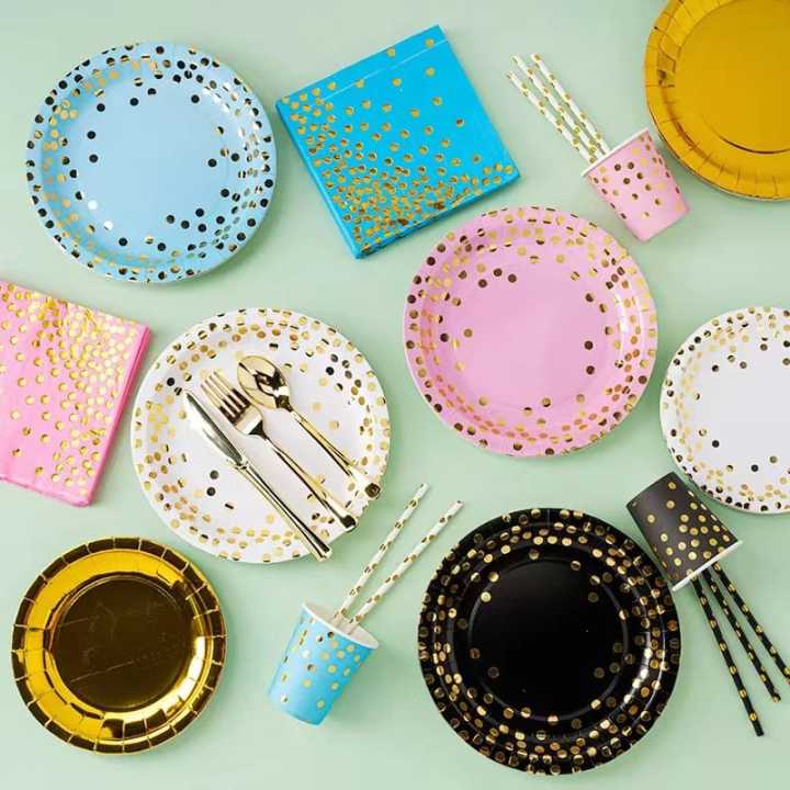8pcs/pack Disposable Party Paper Plate Cup Party Decoration Plat Pakai ...