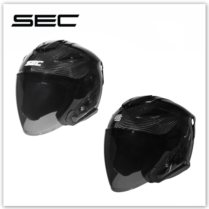 Sec Half Face Helmet for Motorcycle - Tempo Carbon Gloss (S-XXL ...