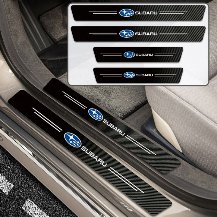 4PS Car Door Side Step Sill Strip Carbon Fibre Leather Anti Scratch ...