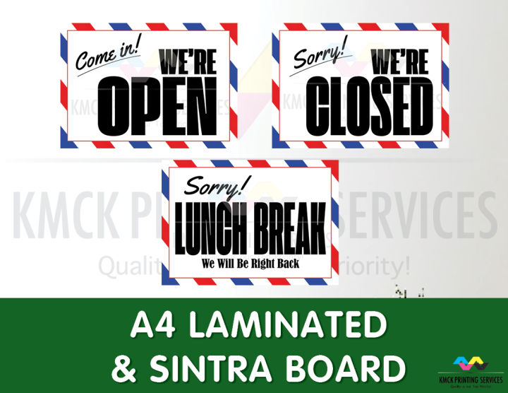 Barber Shop | We're Open | We're Closed | Lunch Break Signages ...