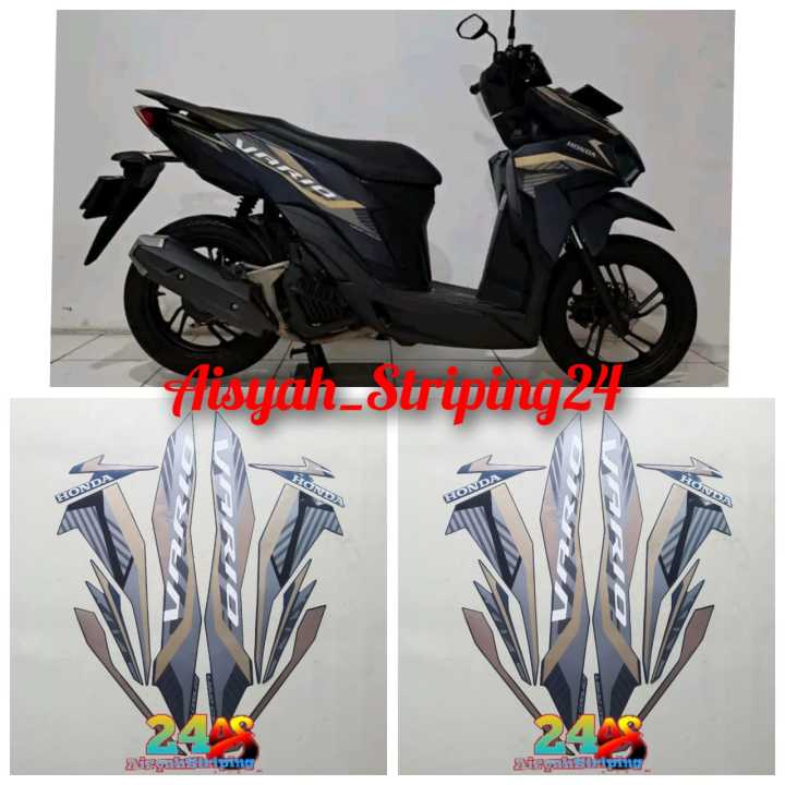Stiker sticker striping Lis les polet body motor honda vario 125 2023 biru doff list body ...