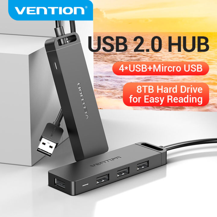 Vention USB Port HUB 2.0 Multi 4 USB Adapter with Micro Charge Power ...