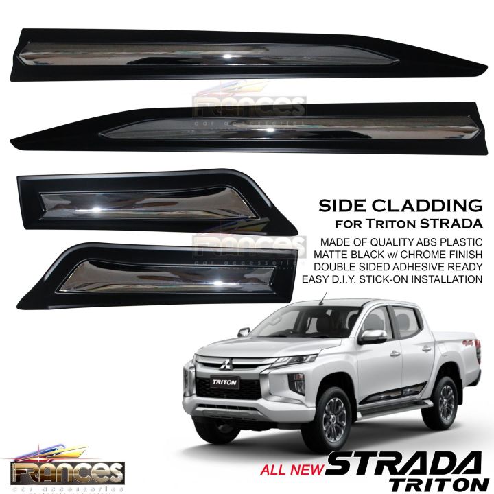 STRADA 2015-2023 SIDE MOULDING SIDE CLADDING THAILAND MADE BLACK CHROME ...