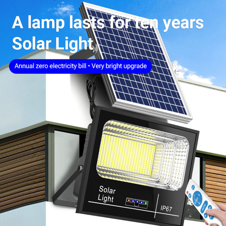 Solar Light 400W outdoor waterproof street lights with panel LED flood light indoor bulb light ...