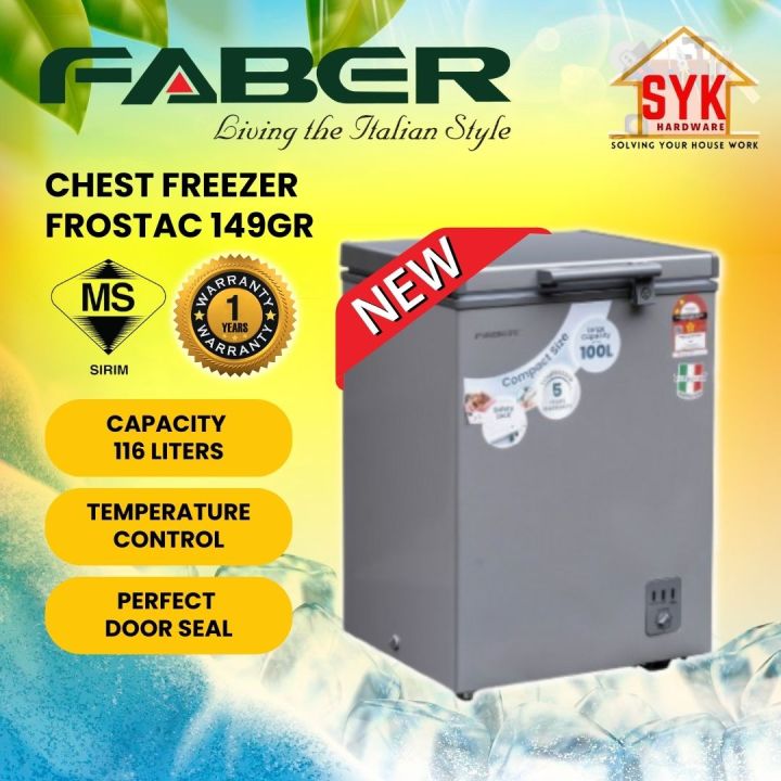 SYK Faber Chest Freezer 116L FROSTAC 149GR Deep Freezer Peti Beku ...