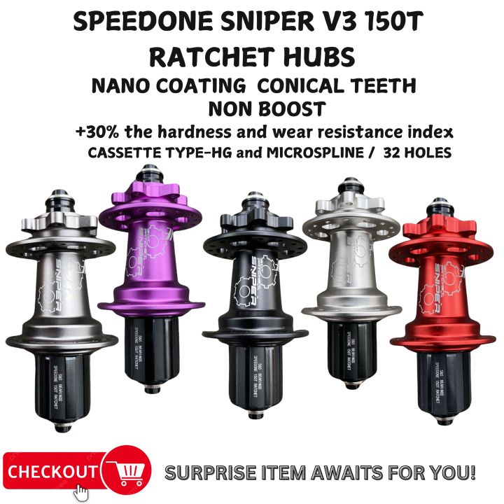 SPEEDONE SNIPER HUBS VERSION 3 150T RATCHET HUBS CASSETTE TYPE AND ...