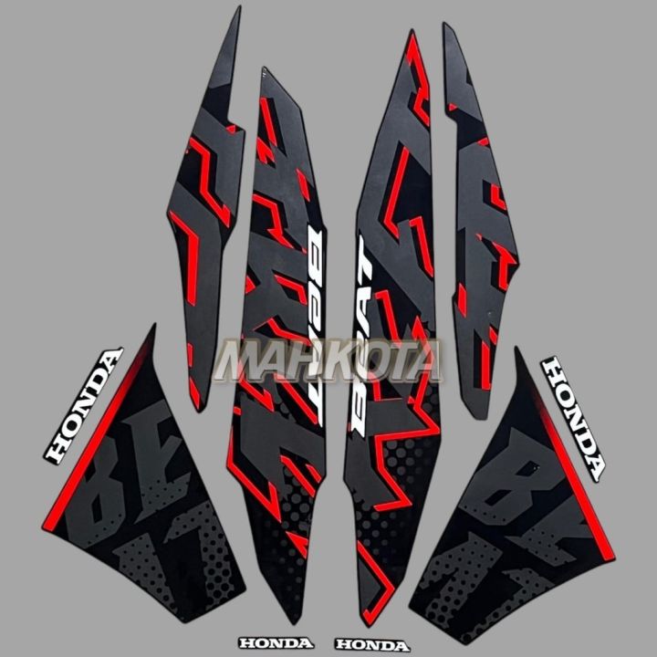 Striping Stiker Polet Honda Beat Street 2024 2025 full hitam merah list ...