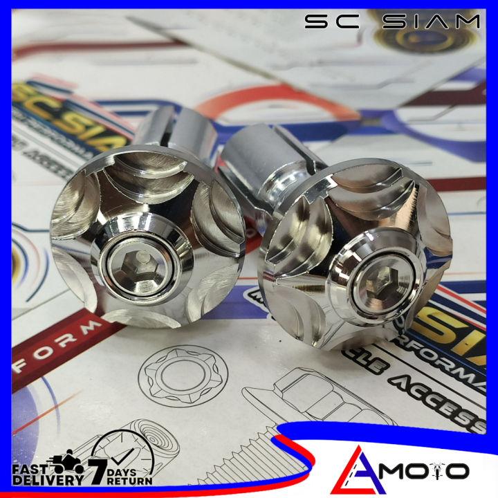 (PAIR) SC SIAM STAINLESS HANDLE BAR END STAR CNC UNIVERSAL / ALL MIO ...