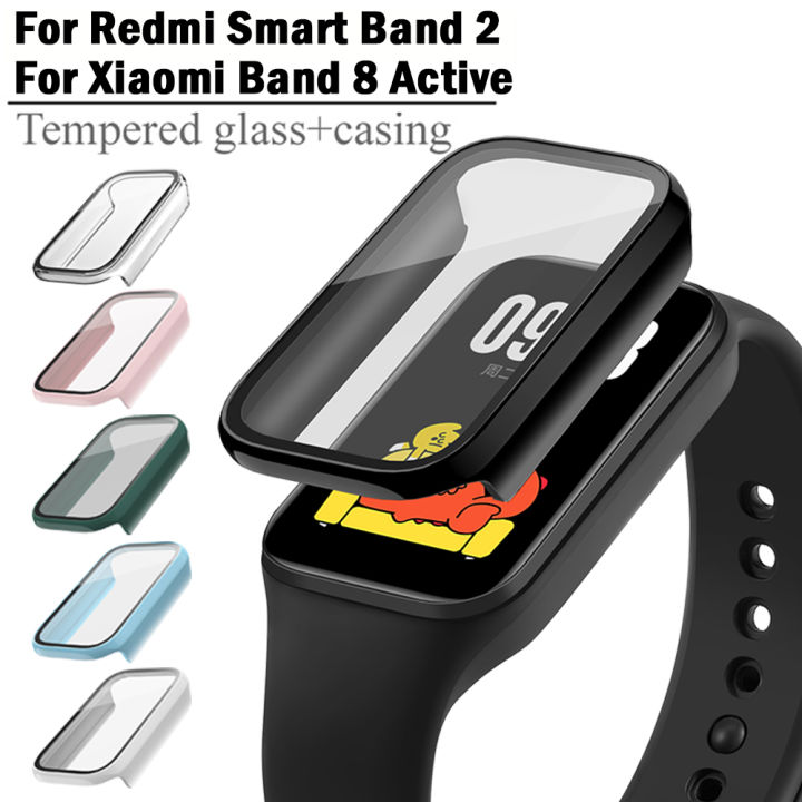 For Redmi band 2/Xiaomi Mi Band 8 Active Case PC Full Cover+Tempered ...