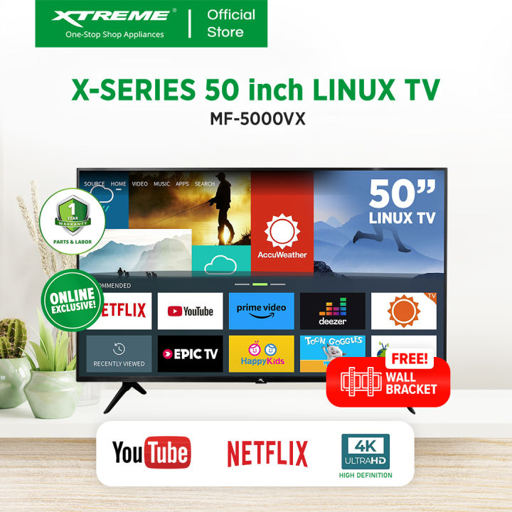 X-SERIES 50 inch Linux Smart TV 4K Ultra HD Slim Bezel Pre-installed ...