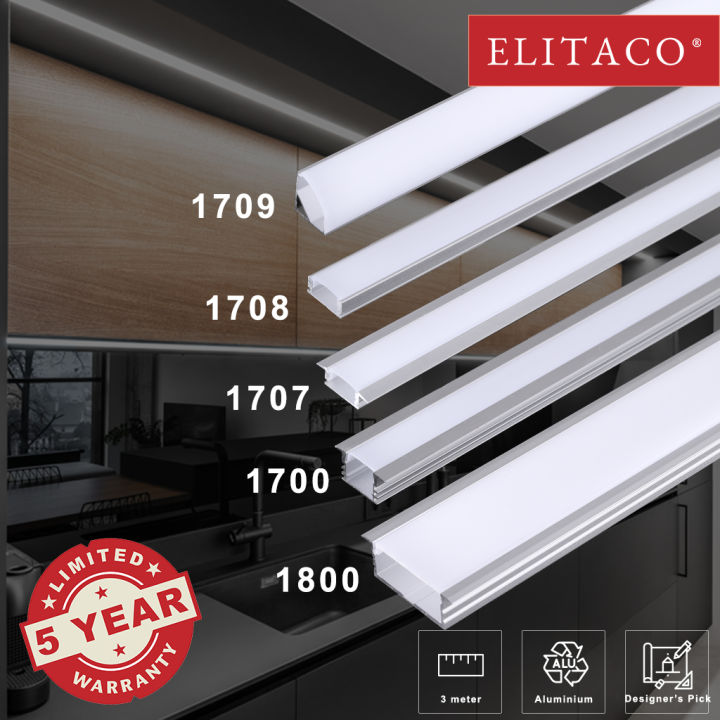 【ELITACO】 LED Casing 300cm Aluminum U V Channel Milky Diffuser Cover ...