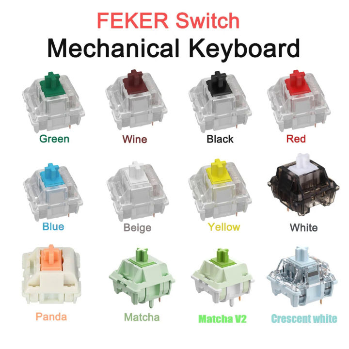 10-110 unit switch FEKER serupa dengan Holy Panda Matcha 3Pin untuk keyboard mekanikal keycaps ...