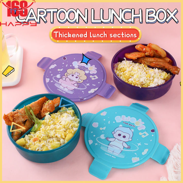 Cute cartoon lunch box for students and children round portable picnic ...