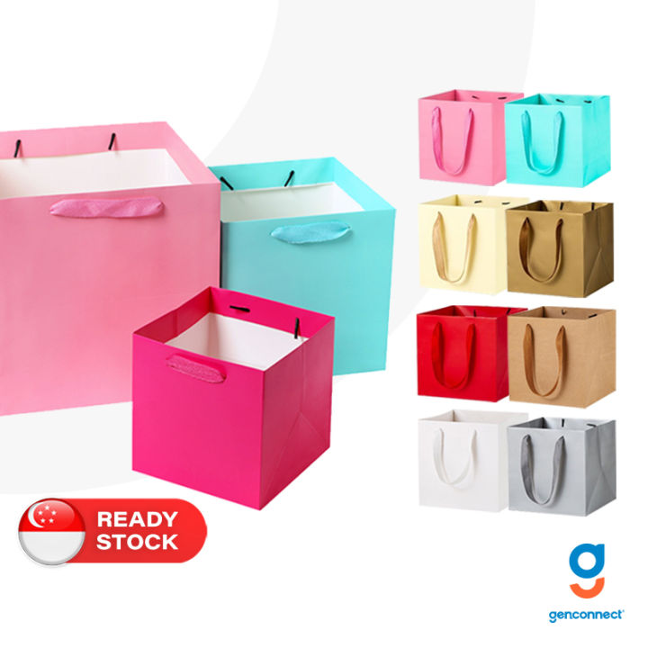 (260GS) Thick Cardboard Coloured Square Paper Bags Matte Gift Paper ...
