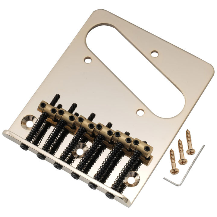 Musiclily Pro 54mm Modern Telecaster Bridge with Barrel Brass 6-Saddle ...