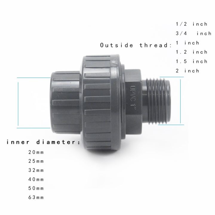 Male Thread Union Water Pipe Connector Plastic Tube Adapter Garden ...