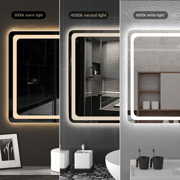 Bathroom mirror with led light wall decor for bathroom smart one touch ...