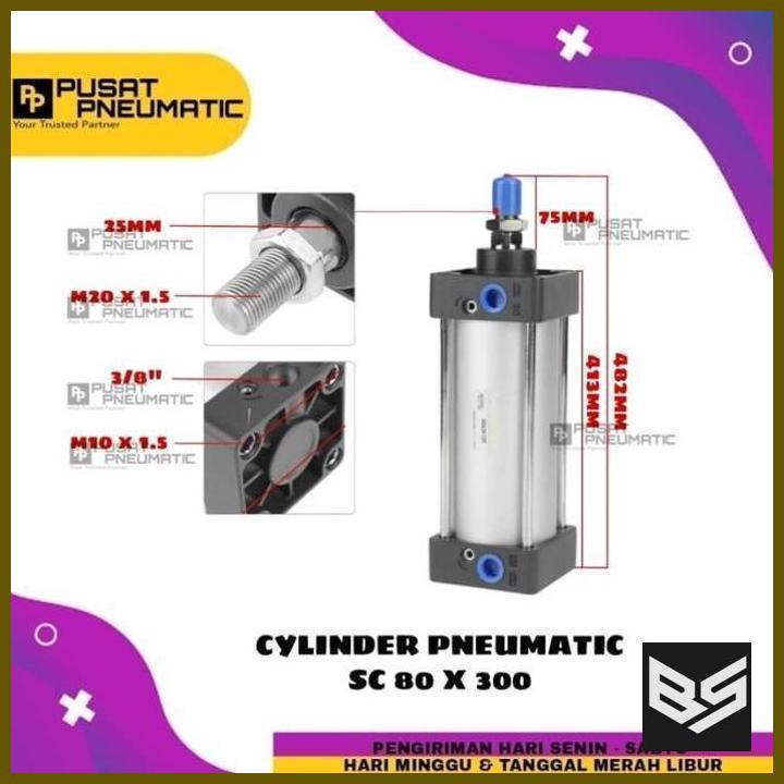 SC 80X300 PNEUMATIC STANDARD CYLINDER / CYLINDER PNEUMATIC SC 80 X 300 ...