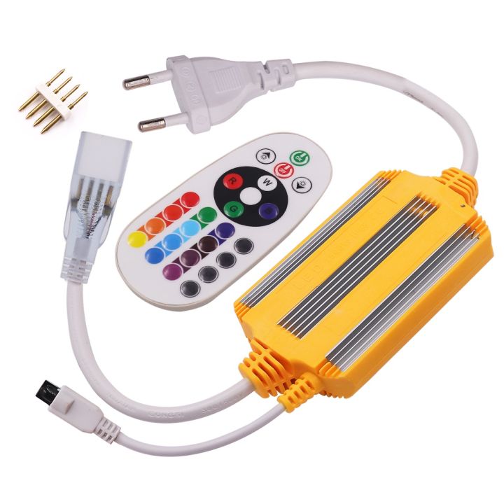 Waterproof 220V Neon Light RGB Controller EU Plug 1500W with IR 24Key ...