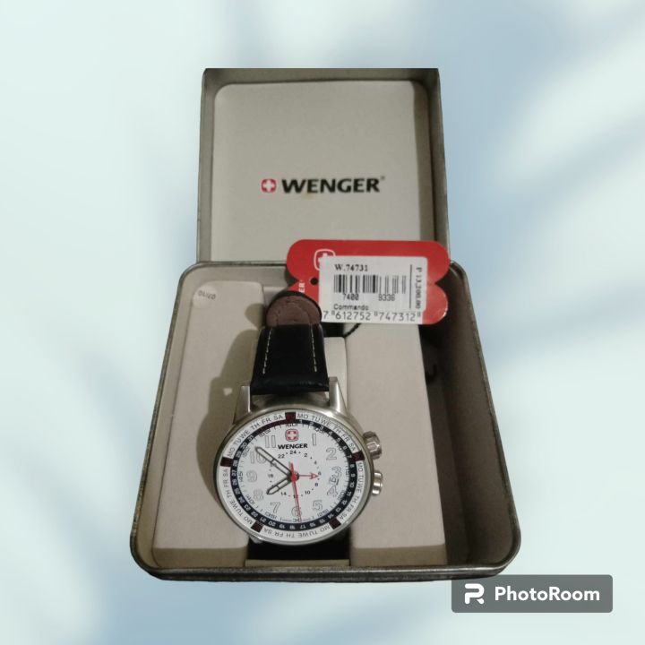 GENUINE LEATHER STRAPPED WENGER WATCH (stainless steel case houses ...