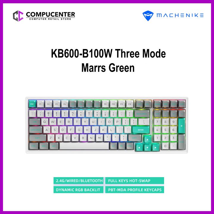Machenike KB CK600 B100W Thee Mode Marrs Green Mechanical Keyboard ...