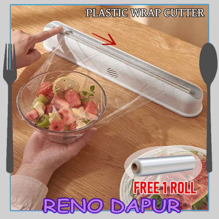STRETCH PLASTIC WRAP DISPENSER Clear Film Wrap Cutter Food Wrap Cutter ...