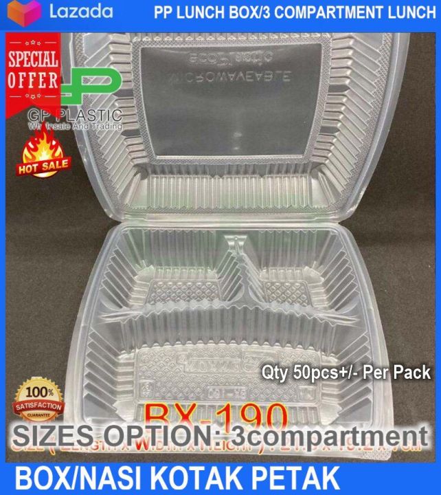 Pp Lunch Box/3 Compartment Lunch Box/nasi Kotak 3 Petak / Bento ...