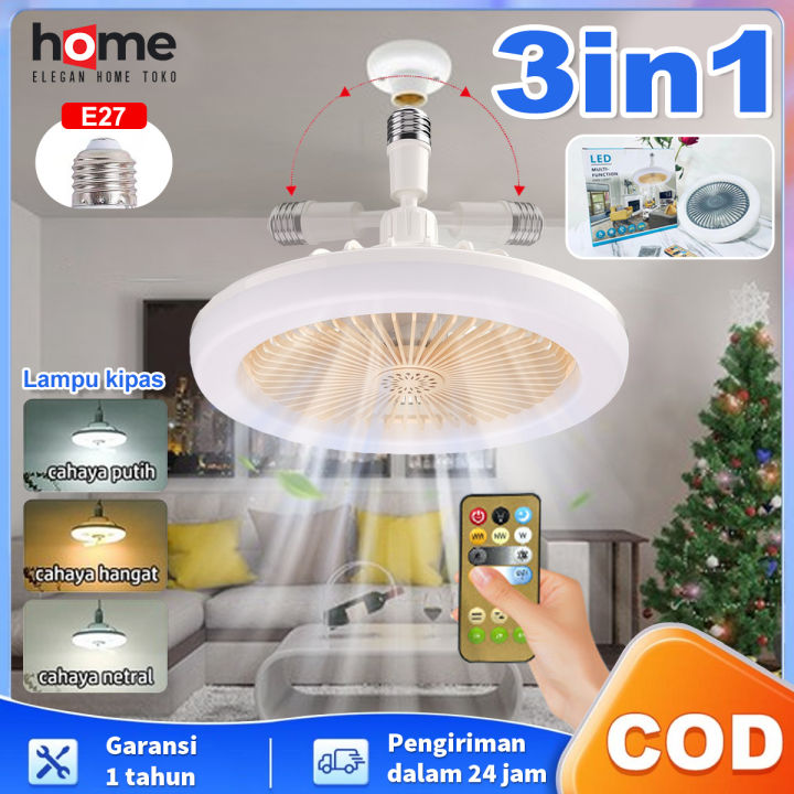 E.Home Lampu Kipas Angin Remote 2in1 Plafon Fan & Light 3 Color Lampu ...