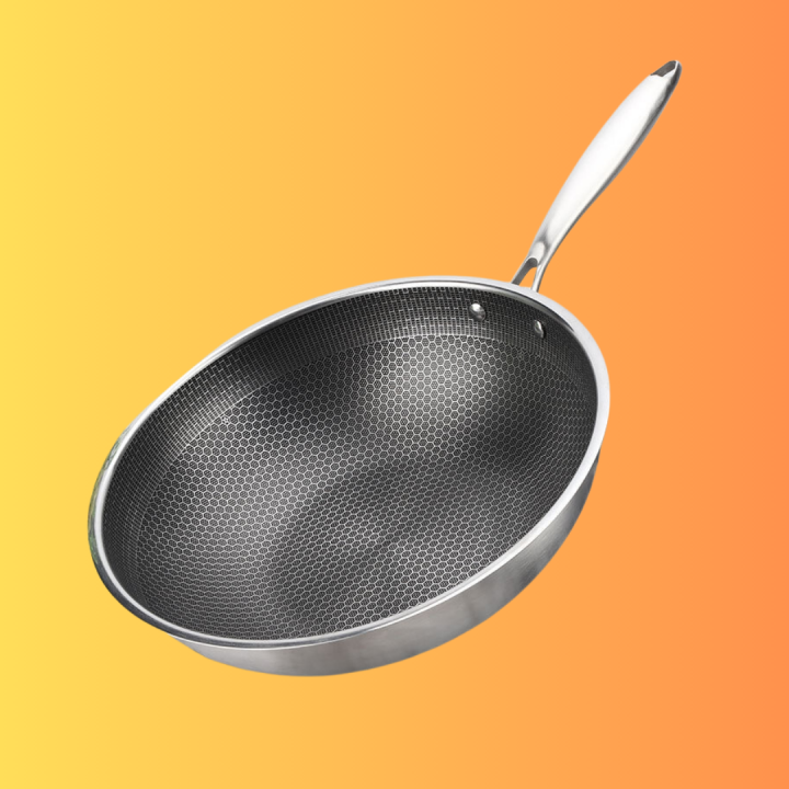 ORIGINAL Stainless Steel Wok Honeycomb Non-stick Pan Without Oil Smoke ...