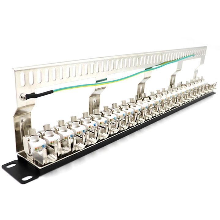 Cat7 Patch Panel 24Port CAT7/CAT6A FTP Patch Panel Full Shielded Incl ...