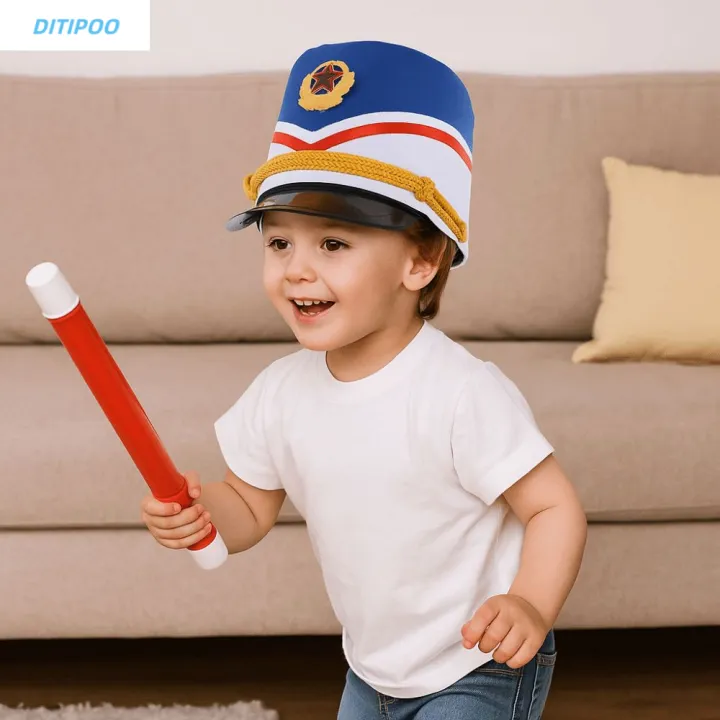 SPENCERRY Cosplay Show Marching Band Hat Skin-friendly Gold Trim Strips ...