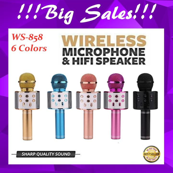 (6 colors) Original WS 858 Wireless Bluetooth Microphone KTV Karaoke Handheld Mic HIFI Speaker ...